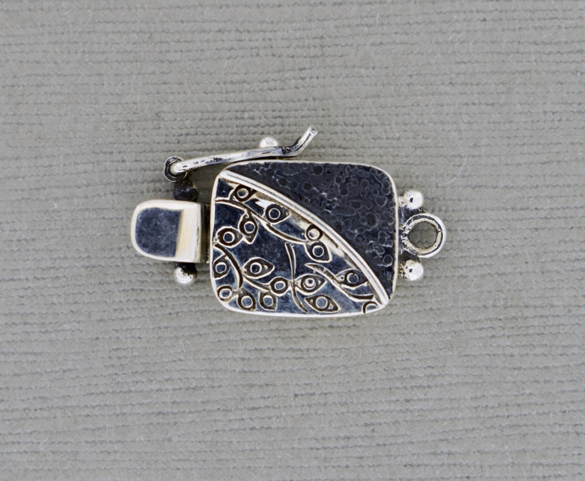 Two tone Rectangular Sterling Silver Box Clasp, oxidized and textured ...